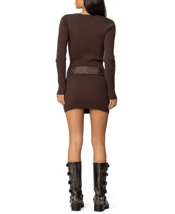 EDIKTED Ribbed Knit Mini Dress