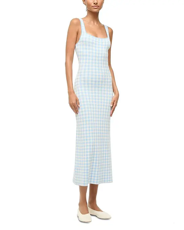 Staud Katie Gingham Midi Dress