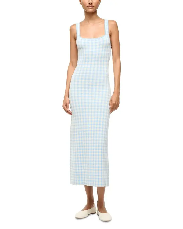 Staud Katie Gingham Midi Dress