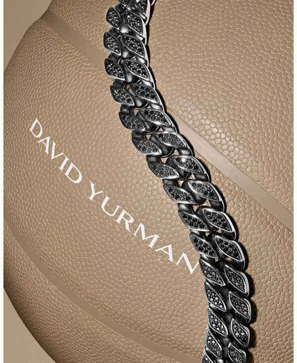 David Yurman Curb Chain Bracelet With Black Diamonds - Black/silver