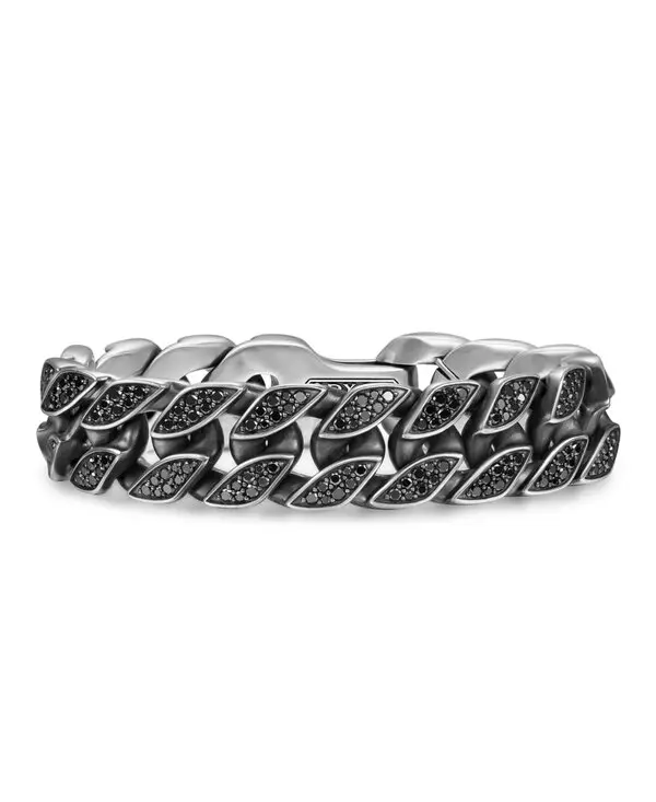 David Yurman Curb Chain Bracelet With Black Diamonds - Black/silver