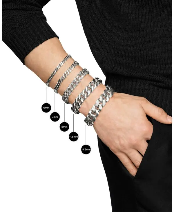 David Yurman Curb Chain Bracelet With Black Diamonds - Black/silver