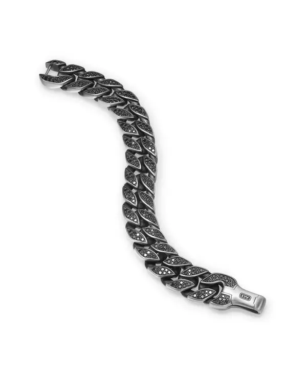 David Yurman Curb Chain Bracelet With Black Diamonds - Black/silver