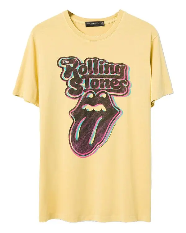 Junk Food Clothing The Rolling Stones Logo Vintage Tee - Dusty Citron