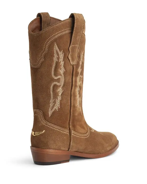 Zadig&Voltaire Tex Almond Toe Western Boots - Cognac