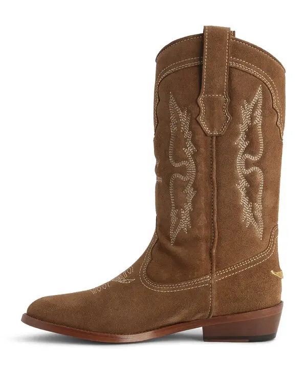 Zadig&Voltaire Tex Almond Toe Western Boots - Cognac