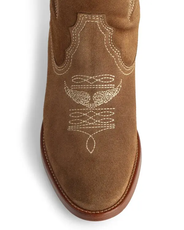 Zadig&Voltaire Tex Almond Toe Western Boots - Cognac