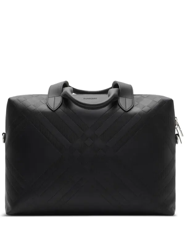 Burberry Check-embossed Briefcase - Black