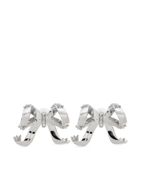SELF-PORTRAIT Pearl Crystal Bow Earrings
