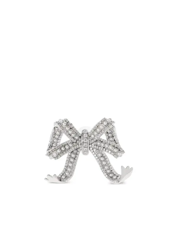 SELF-PORTRAIT Pearl Crystal Bow Earrings