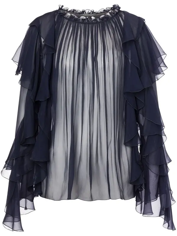 Alberta Ferretti Ruffle-detail Silk Blouse