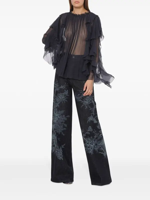 Alberta Ferretti Ruffle-detail Silk Blouse
