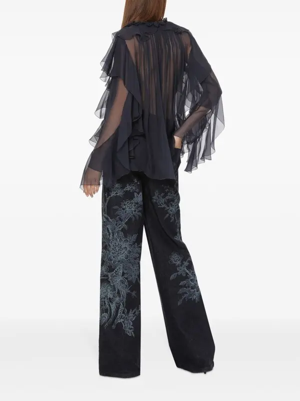 Alberta Ferretti Ruffle-detail Silk Blouse
