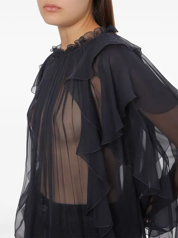 Alberta Ferretti Ruffle-detail Silk Blouse