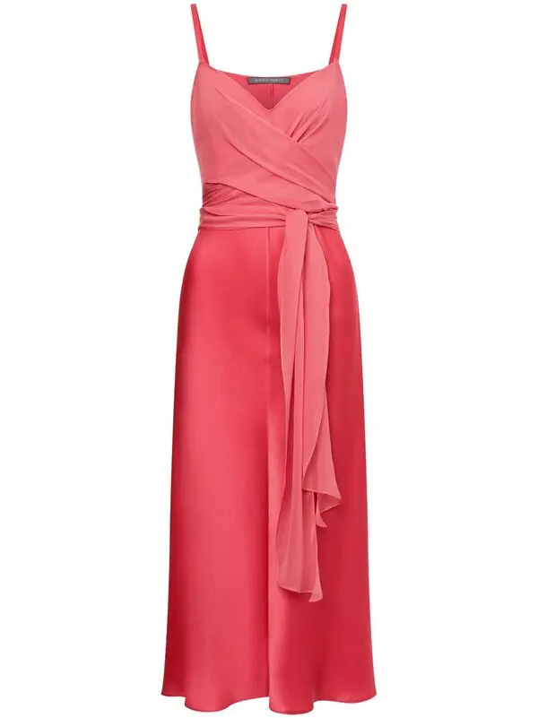 Alberta Ferretti V-neck Satin Midi Dress
