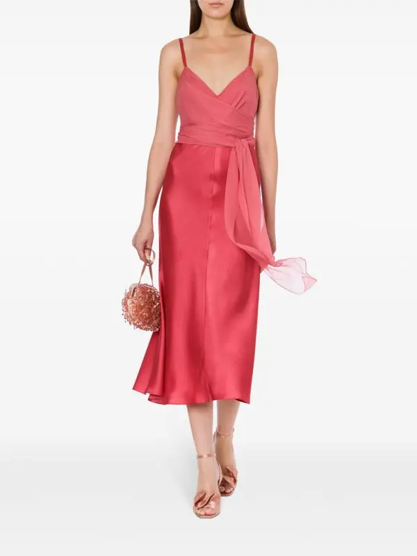 Alberta Ferretti V-neck Satin Midi Dress