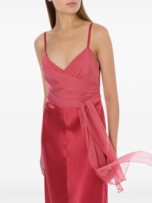 Alberta Ferretti V-neck Satin Midi Dress