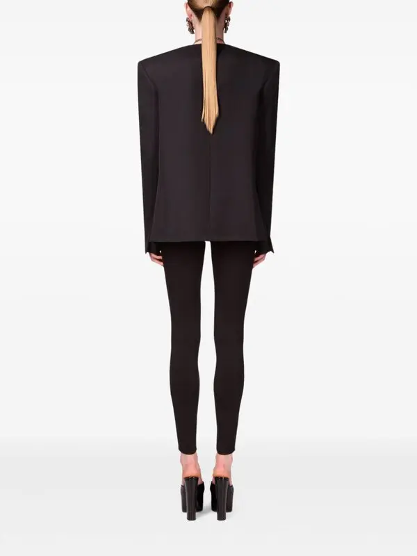 AREA Crystal-brooch Collarless Blazer