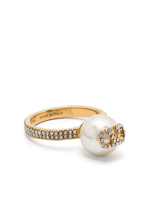 Valentino Garavani Vlogo Signature Faux-pearl Ring - Gold