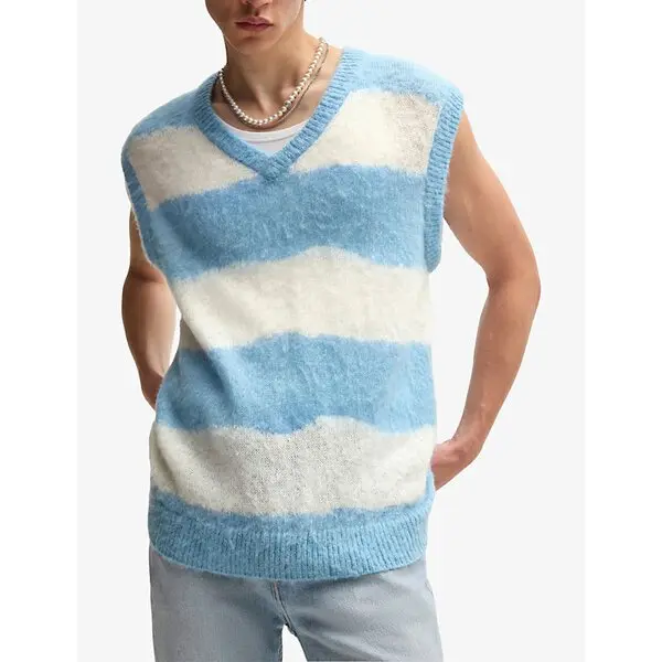 Hugo Striped V-neck Knitted Vest