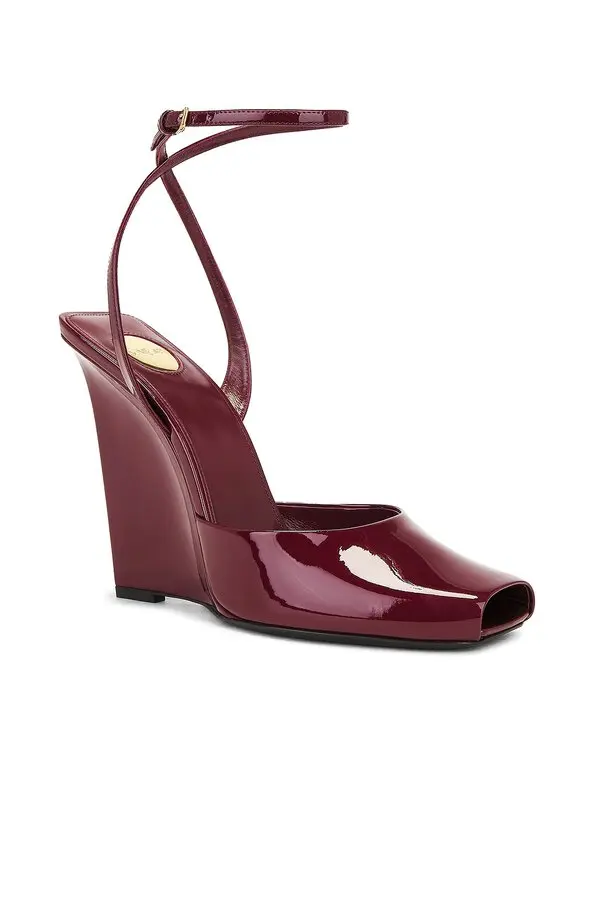 Saint Laurent Orhand Peep Toe Wedges - Grenade