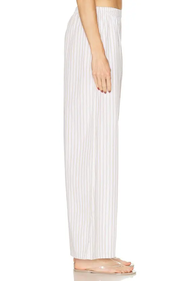 LESET Yoshi Wide Leg Boxer Pant In Cream - Parchment  Henna & Sun Stripe