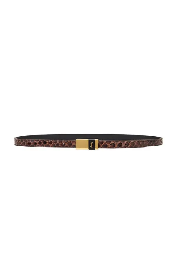 Saint Laurent Reticulated Python Leather Belt - Lava & Dark Lava