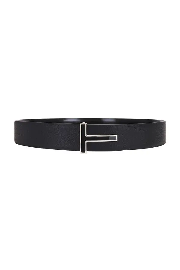TOM FORD Shiny Smooth Calf Reversible T Belt 40mm - Black