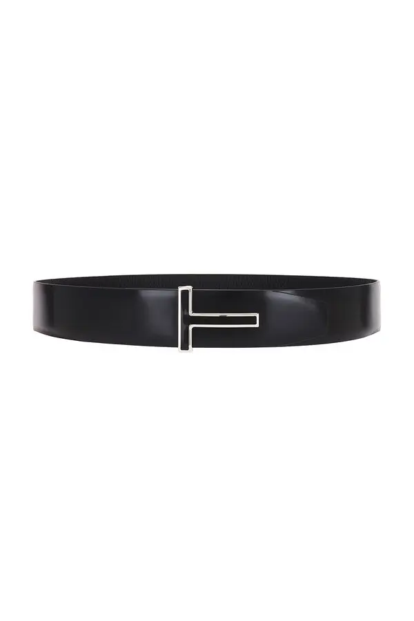 TOM FORD Shiny Smooth Calf Reversible T Belt 40mm - Black