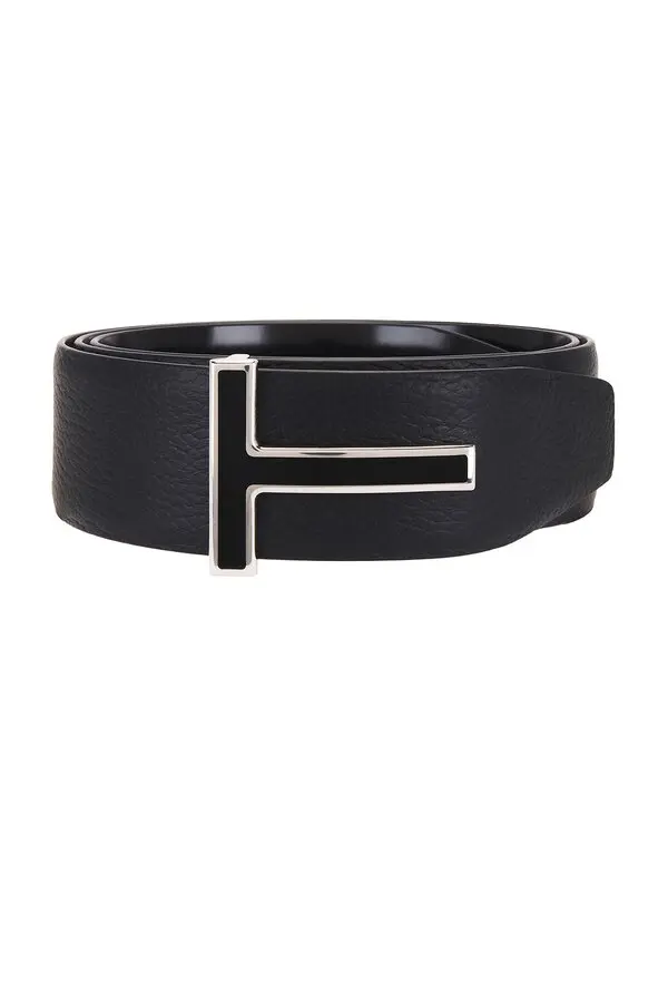 TOM FORD Shiny Smooth Calf Reversible T Belt 40mm - Black