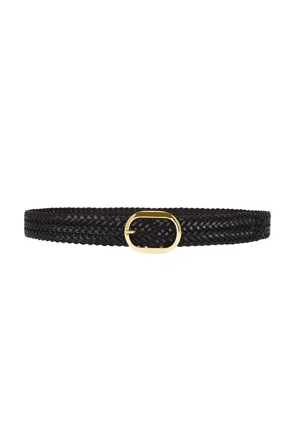 TOM FORD Woven Leather Oval Buckle Belt - Dark Brown
