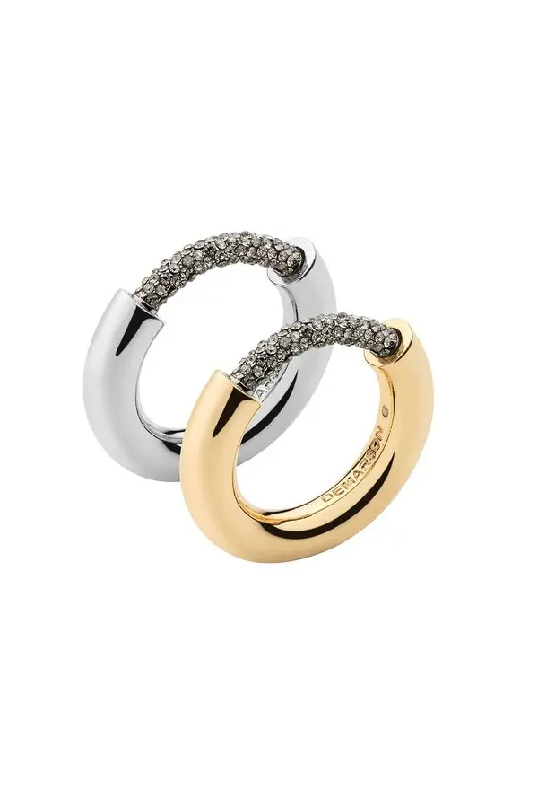 Demarson Bracie Stackable Ring Set - Gold  Silver  & Crystal