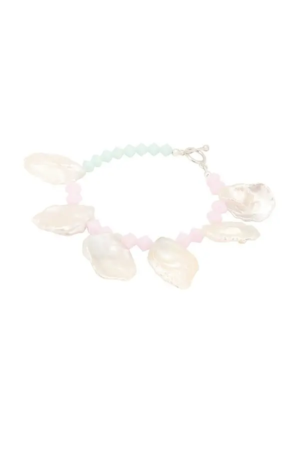 ZYCLOOM Naxos Beaded Bracelet - Pink  Blue  Pearl  & Sterling Silver