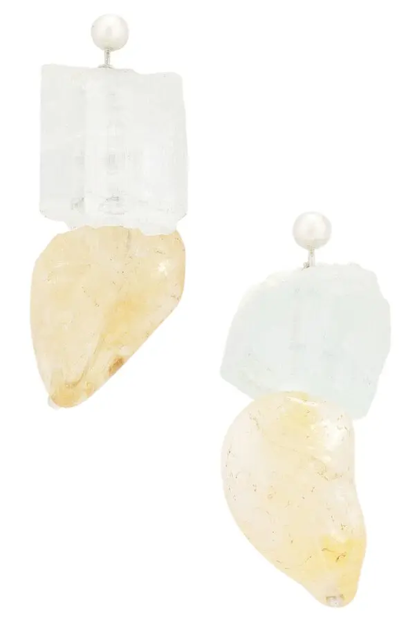 ZYCLOOM Stoneage Earrings - Aquamarine  Citrine  & Sterling Silver