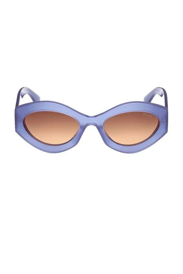 Emilio Pucci Oval Sunglasses - Shiny Opal Lavender & Brown