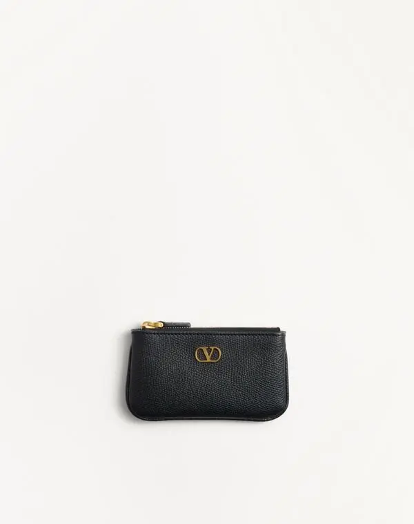 Valentino Garavani Vlogo Signature Grainy Calfskin Key Ring - Black