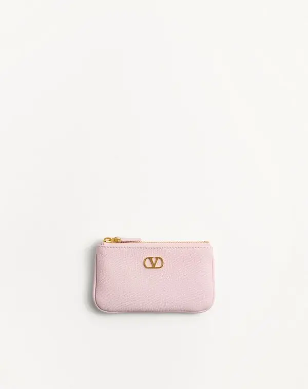 Valentino Garavani Vlogo Signature Grainy Calfskin Key Ring - Rose Quartz