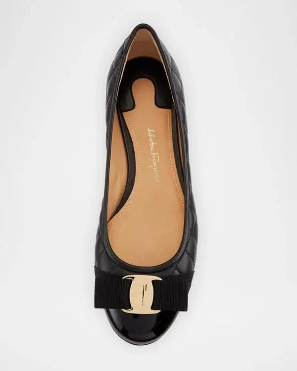 FERRAGAMO Varina Quilted Ballet Flats - Nero
