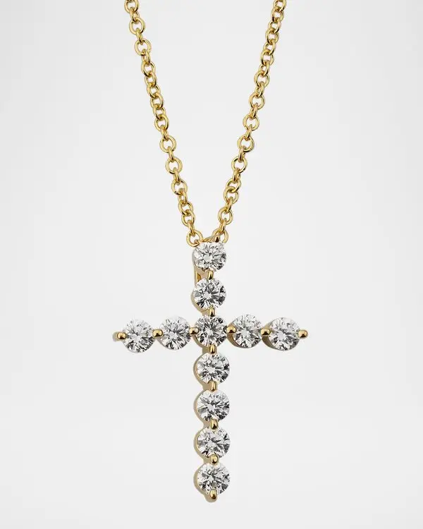 Neiman Marcus 18k Yellow Gold Cross Pendant - Diamond