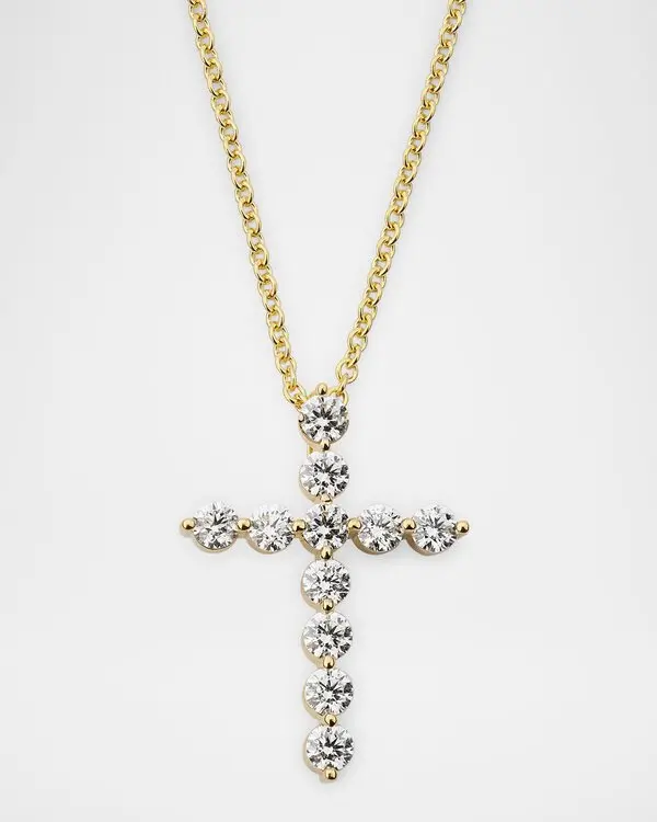 Neiman Marcus 18k Yellow Gold 1.16 Tcw Diamond Cross Necklace - Diamonds