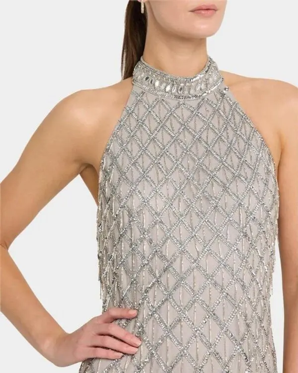 Aidan Mattox Beaded Halter Gown