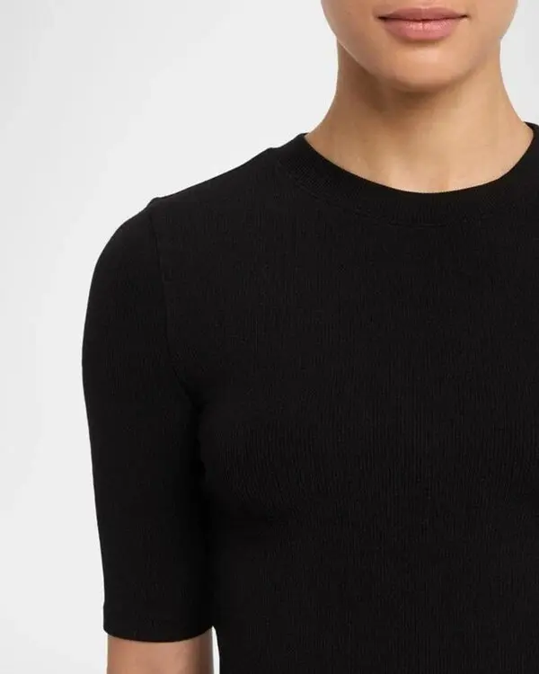 FRAME Ribbed Crewneck Tee - Black