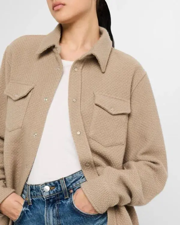 GOD & APOS;S TRUE CASHMERE God's True Cashmere Waffle Shirt Jacket - Blush