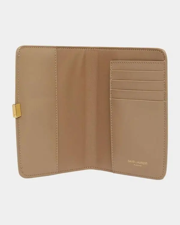 Saint Laurent Passport Holder In Calfskin - Toffee