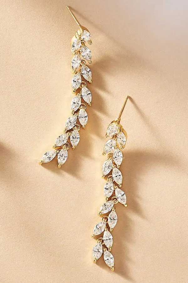 Shashi Jadore Leaf Drop Earrings - Gold