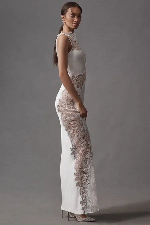 stratus lace high neck maxi dress - ivory Shona Joy High-Neck In 20% Off White lace