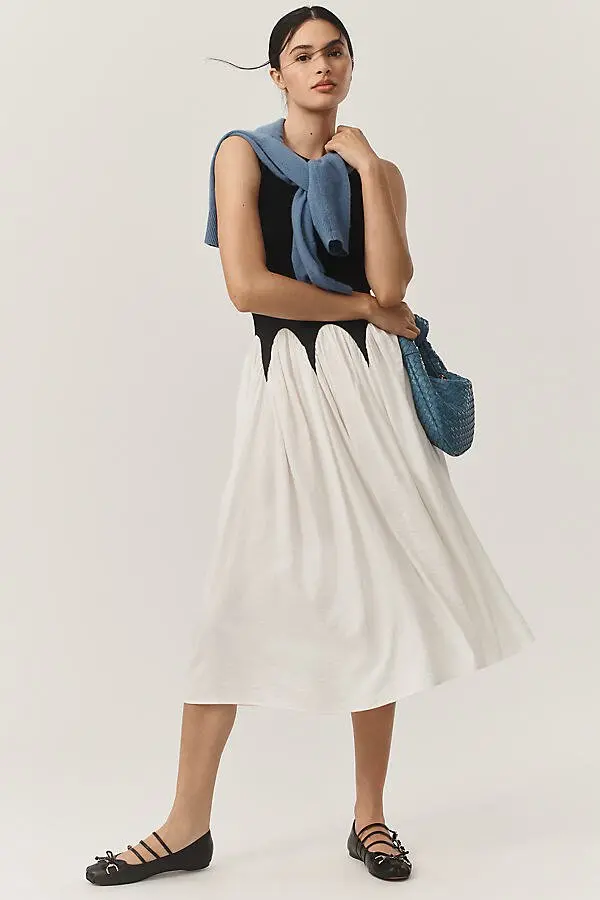 SIEMPRE Michelle Sleeveless Colorblock Midi Dress