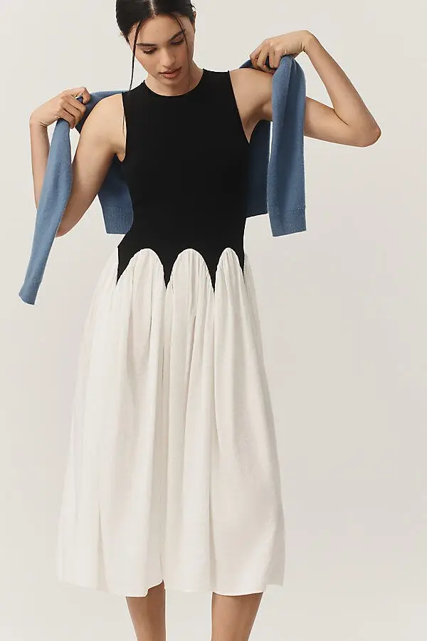 SIEMPRE Michelle Sleeveless Colorblock Midi Dress
