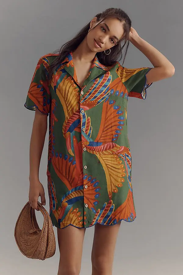 Farm Rio X Scalloped Shirt Dress - Multicolor | Editorialist