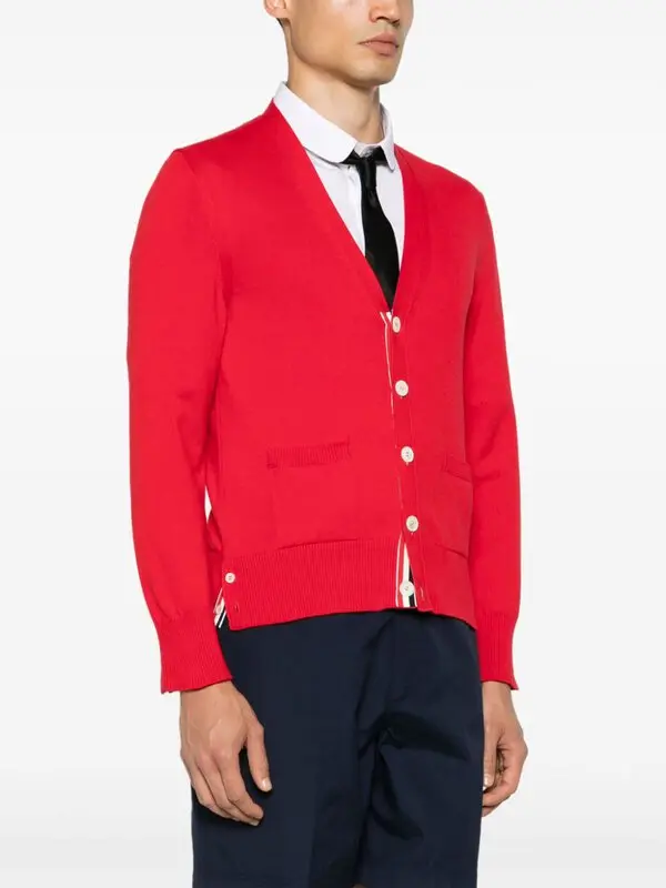 Thom Browne 4-bar Cotton Cardigan - Red